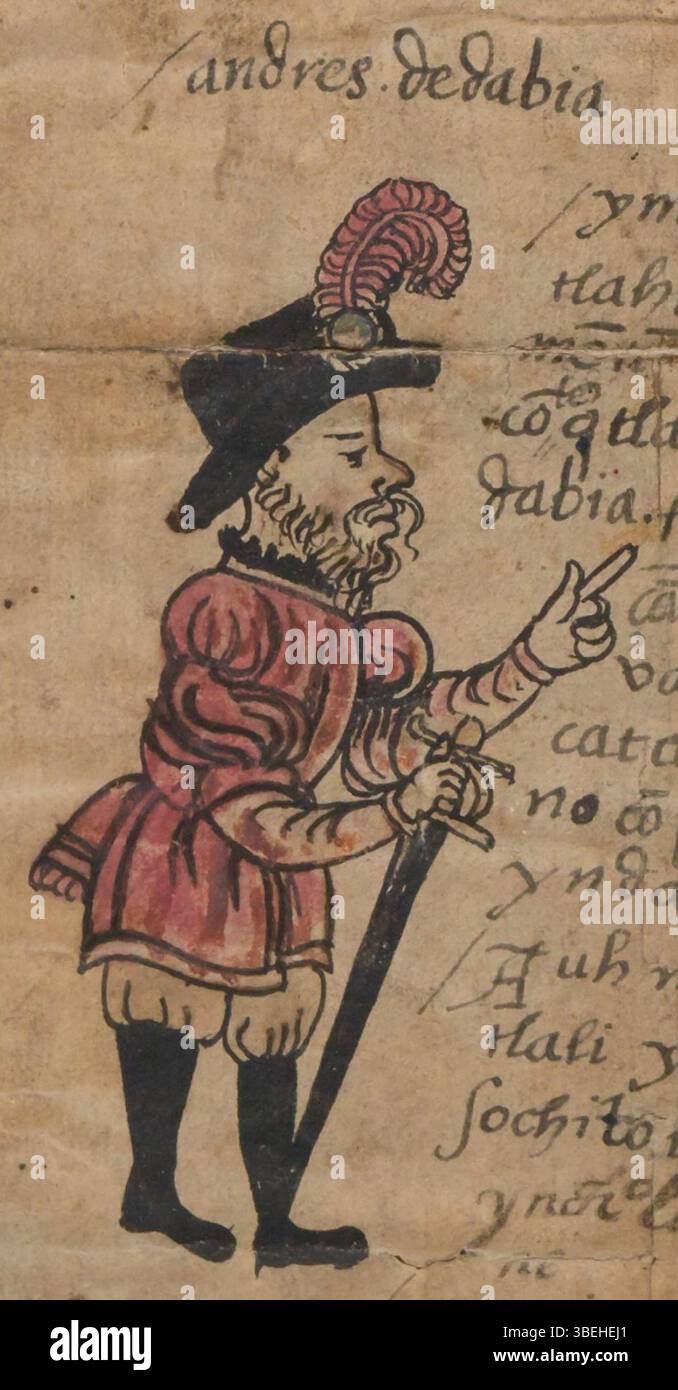 This depiction from 1560 shows Andrés de Tapia, a Spanish captain ...