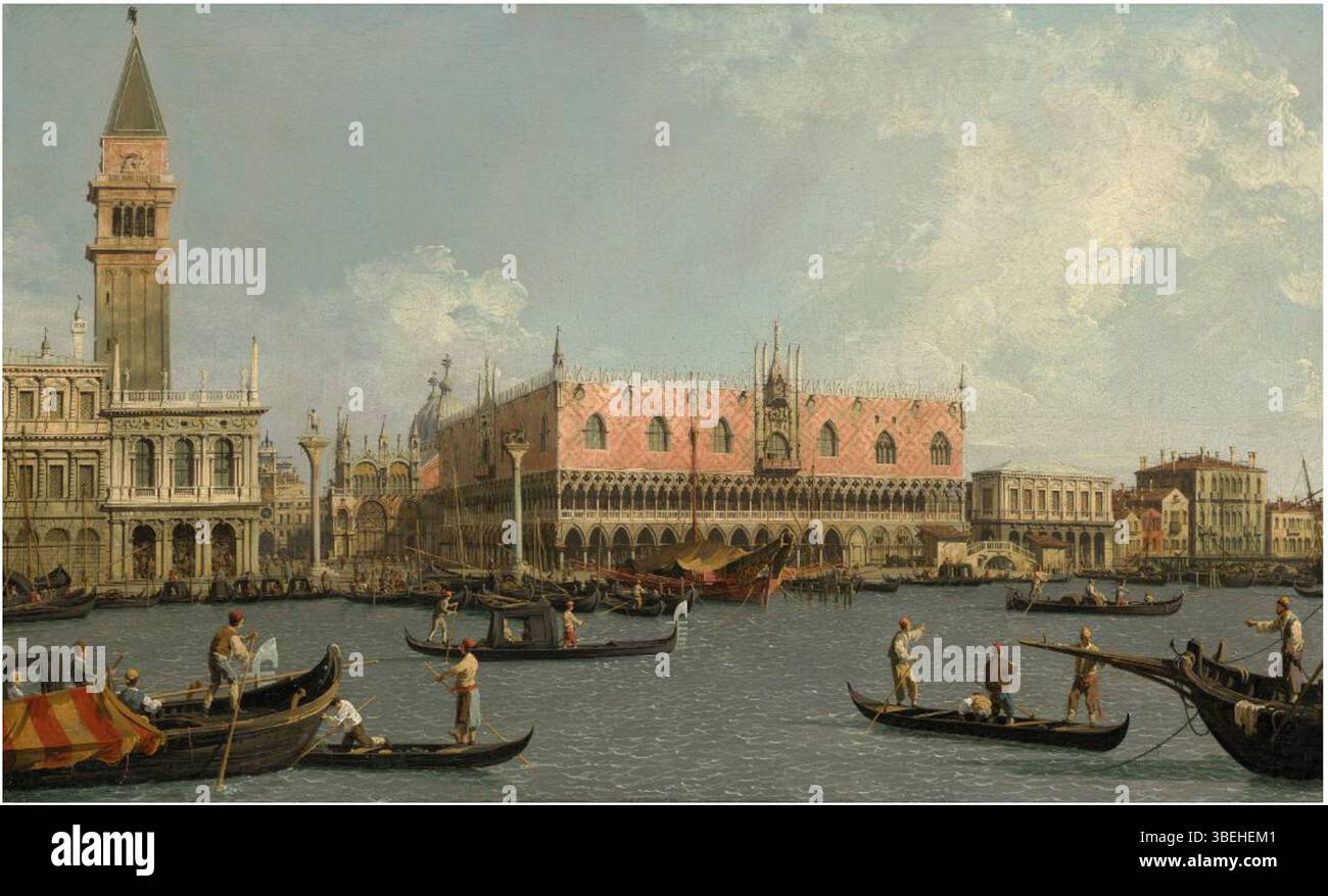 This 18th-century painting by Canaletto shows The Molo, the Piazzetta ...