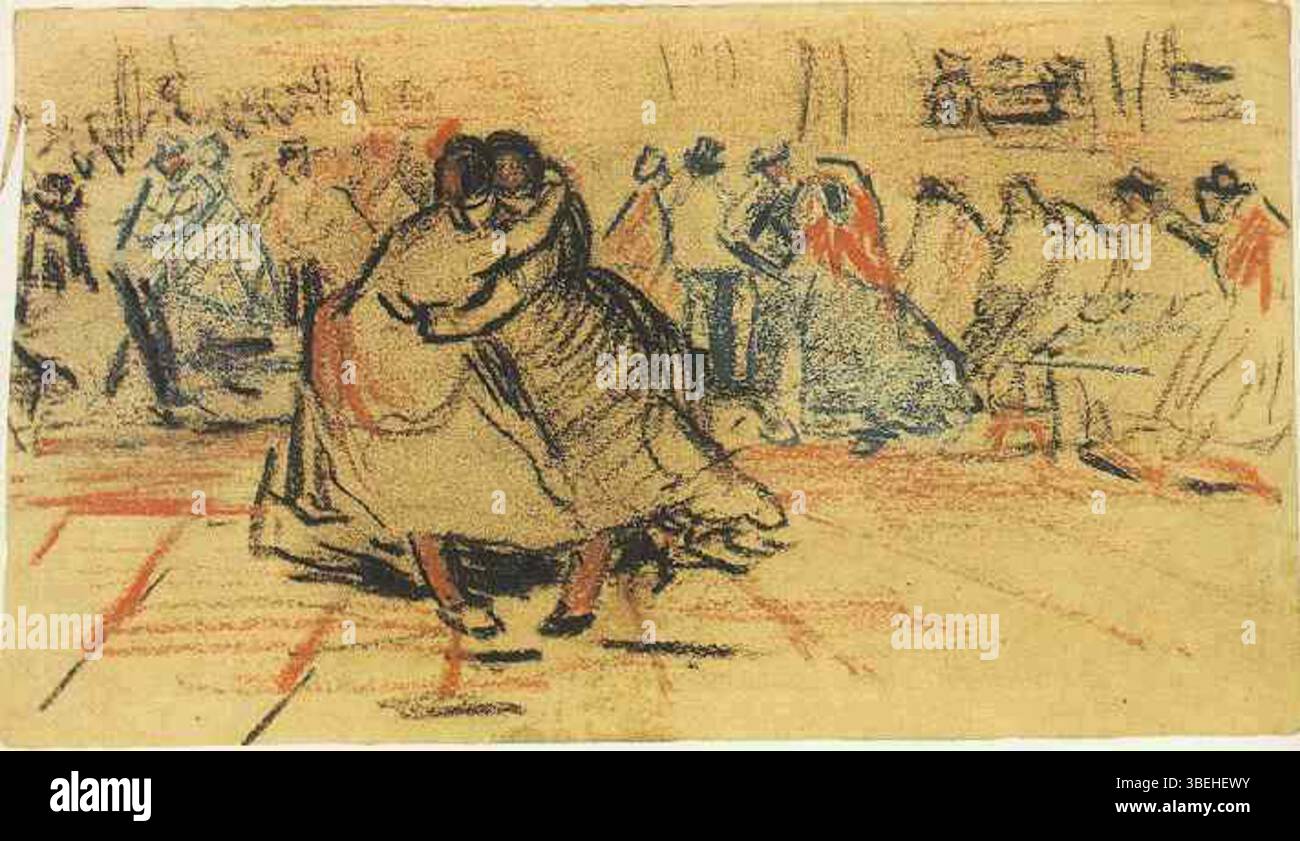Couple Dancing, created by Vincent van Gogh, portrays two figures ...