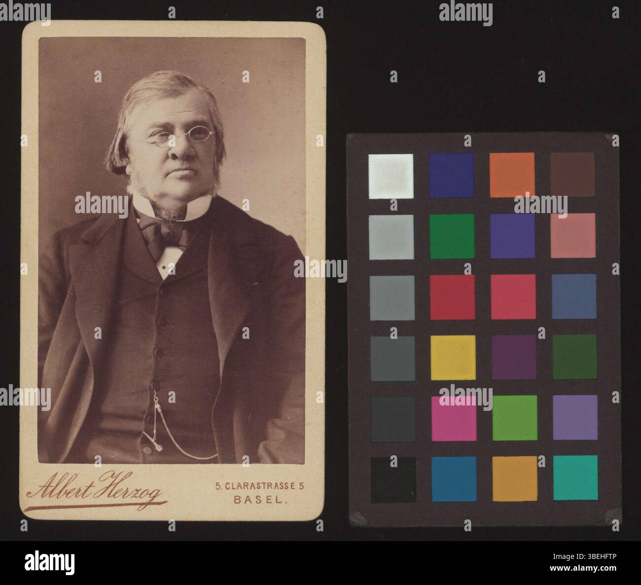 Black and white cabinet card photograph of Friedrich Oser, taken ...