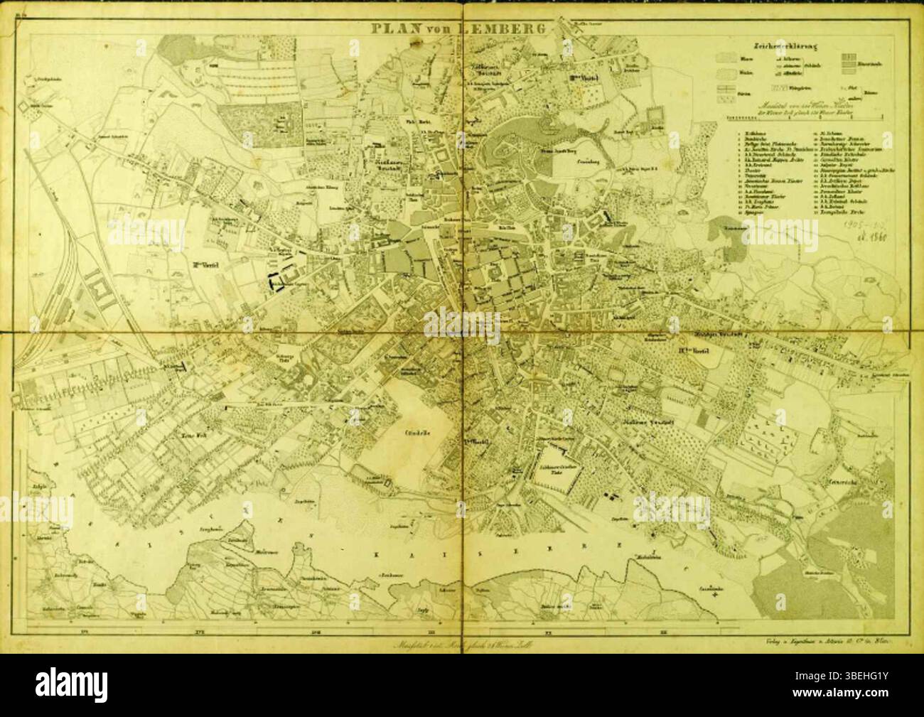 This 1855 map of Lemberg (Lviv) includes administrative borders of the ...