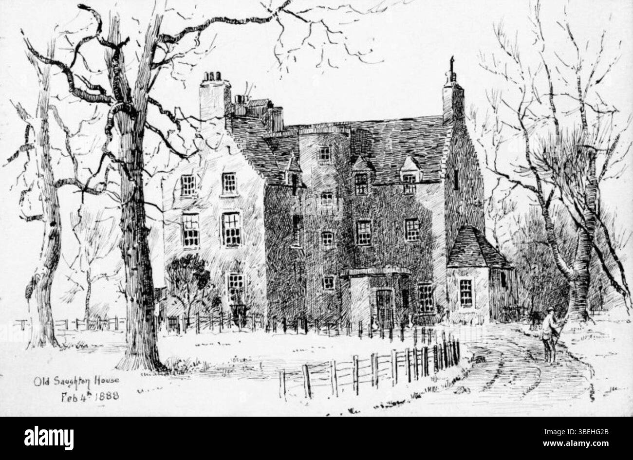 This historical image of Old Saughton House is dated February 4, 1888 ...