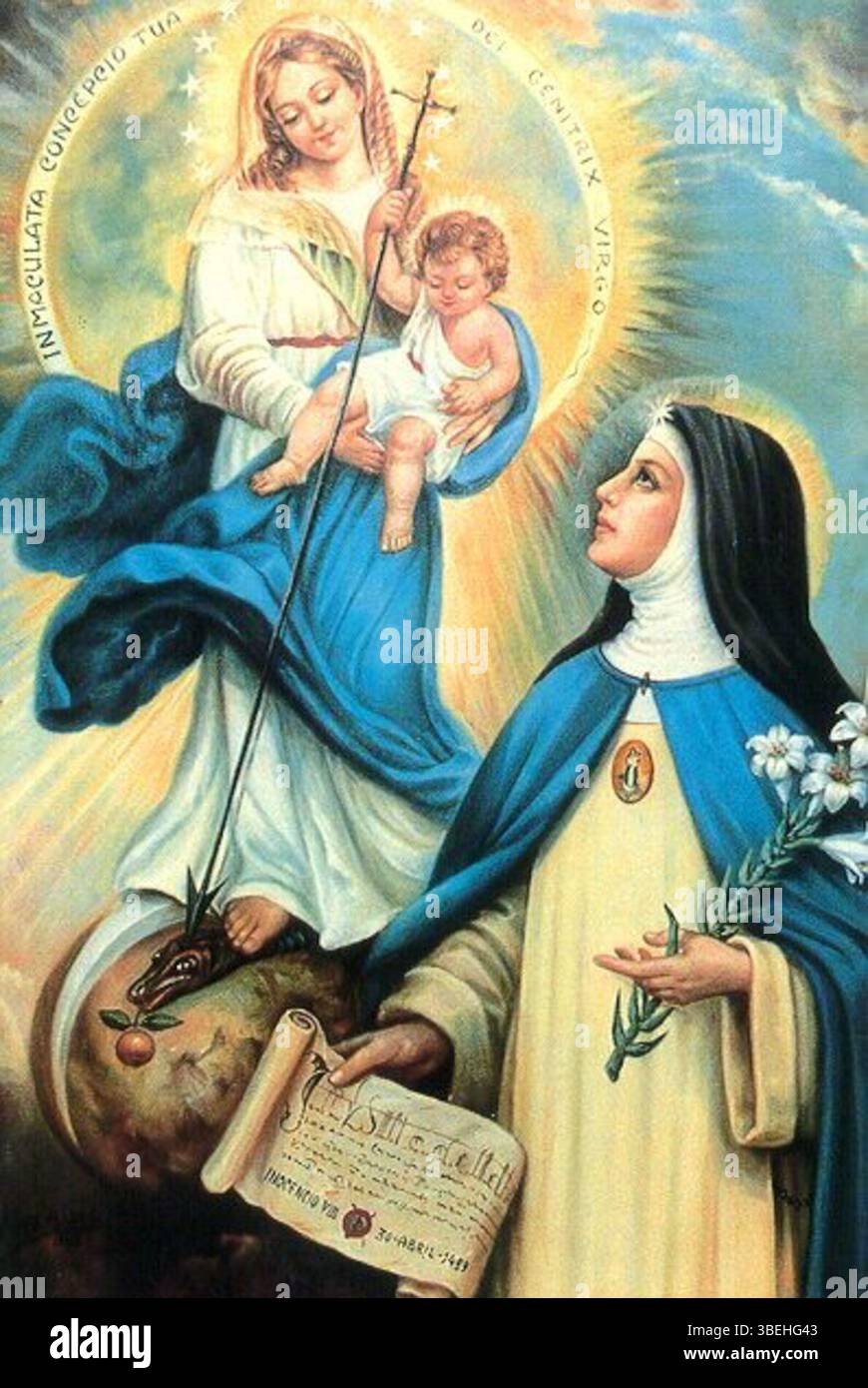 This 19th-century artwork depicts Saint Beatrice of Silva with the ...