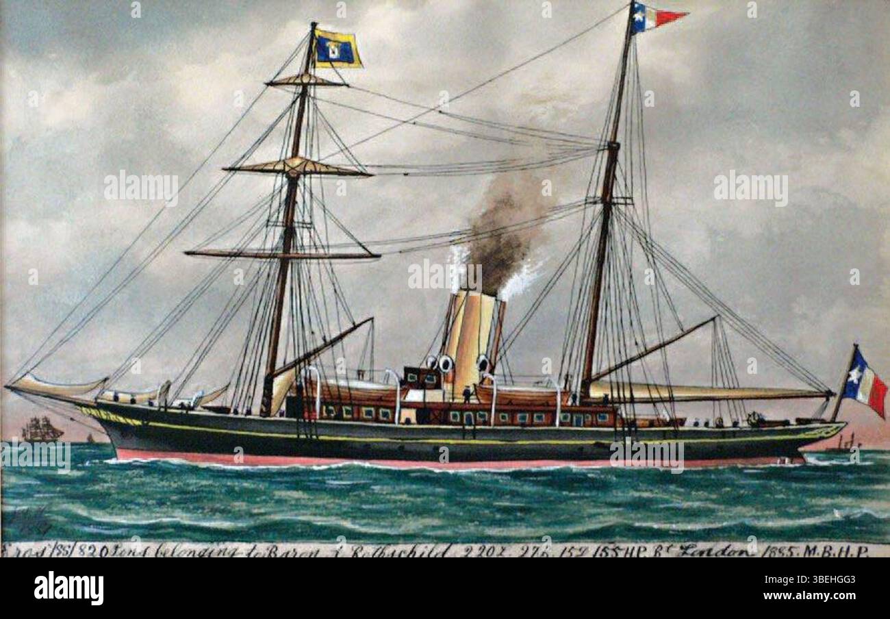 A watercolor painting by James Scott Maxwell of the yacht *Eros ...