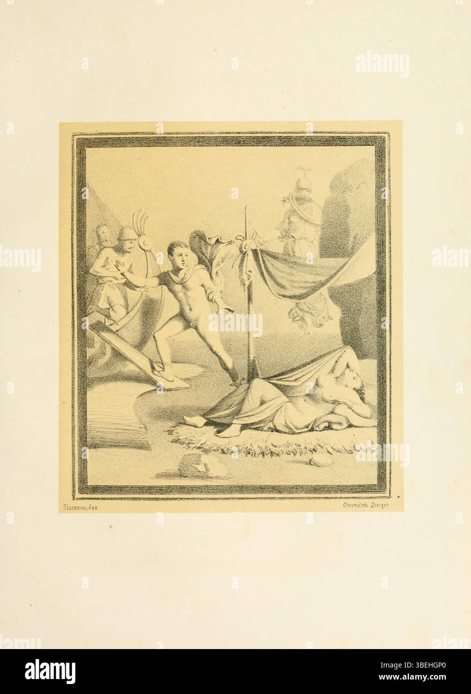 This 1882 print by Geremia Discanno shows a mythological mural from the ...