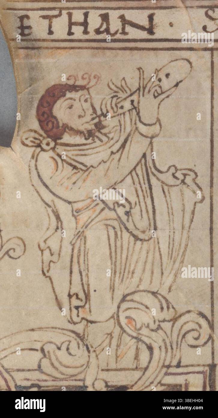 This 11th-century illustration from the Winchcombe Psalter depicts a ...