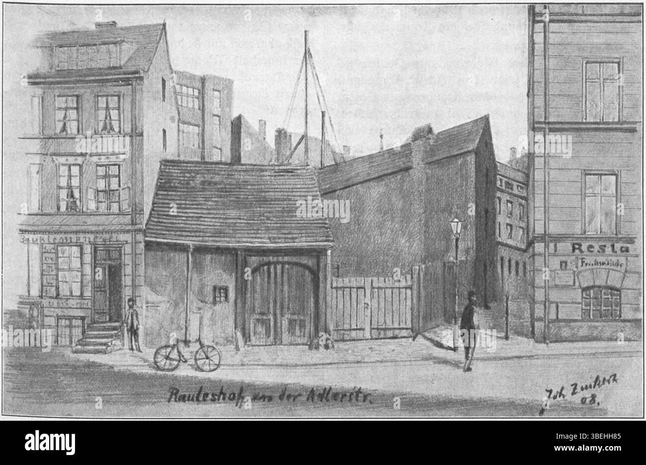 This pencil drawing, 'Raules Hof,' created by Johannes Zuckert on April ...