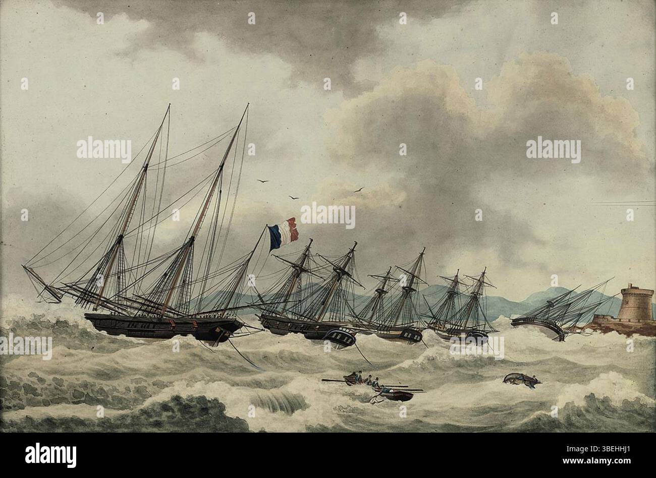A 19th-century maritime scene by Nicolas Cammillieri showing the French ...