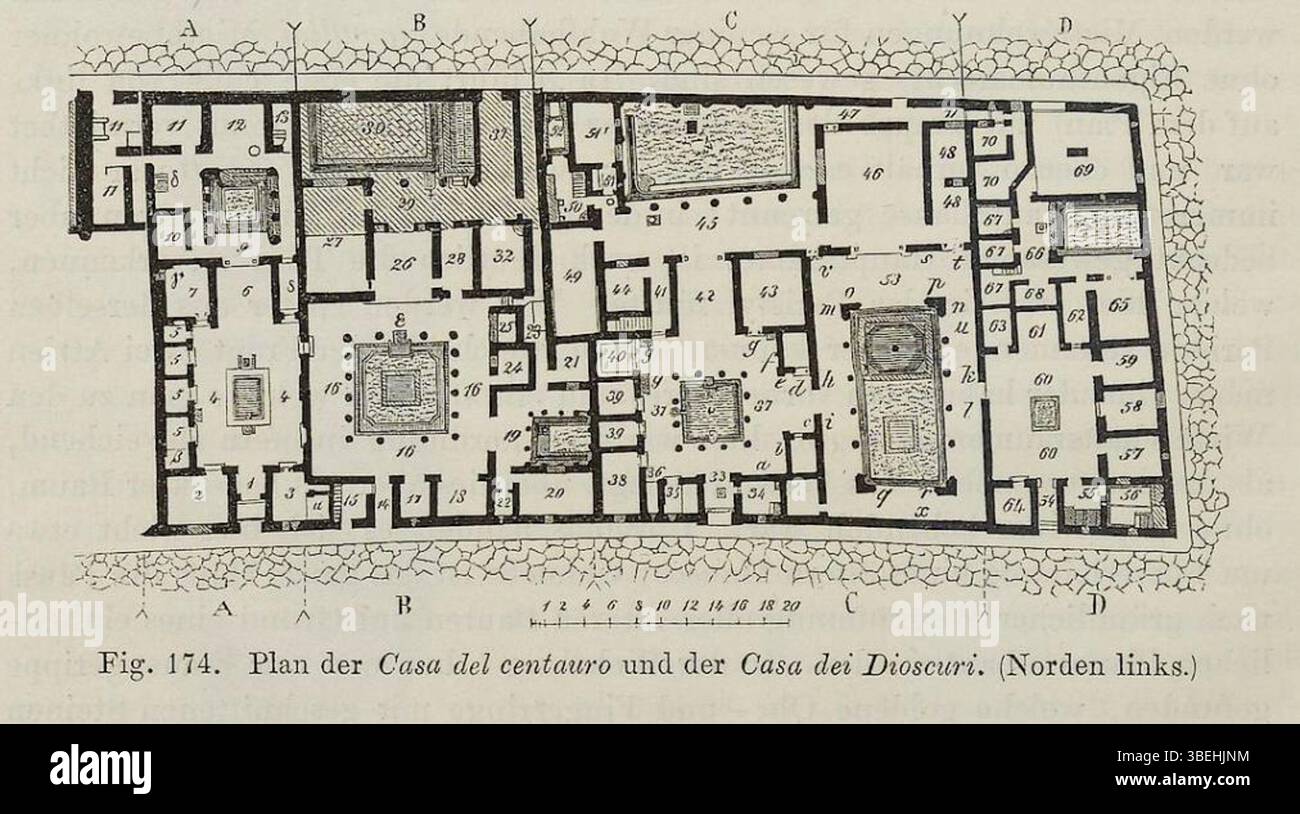 The Insula Block plan from 1884 by Overbeck and Mau, showing (from left ...