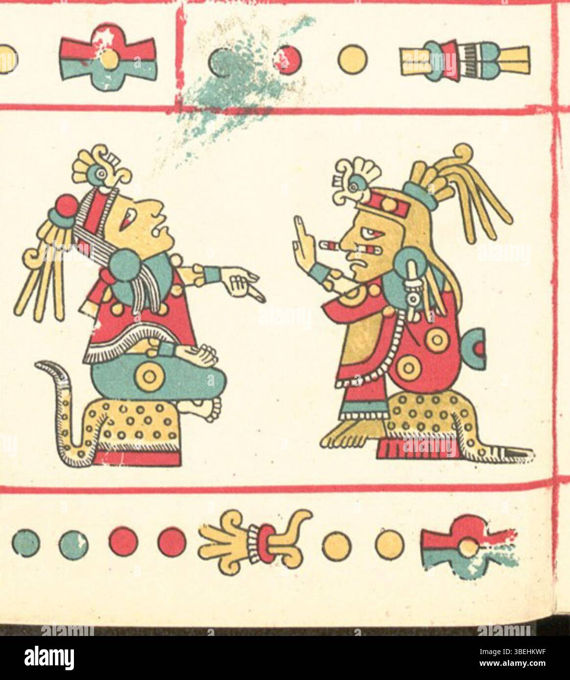 Depiction of Aztec deities Tonacacihuatl and Tonacatecuhtli in the pre-Columbian Codex Fejérváry ...
