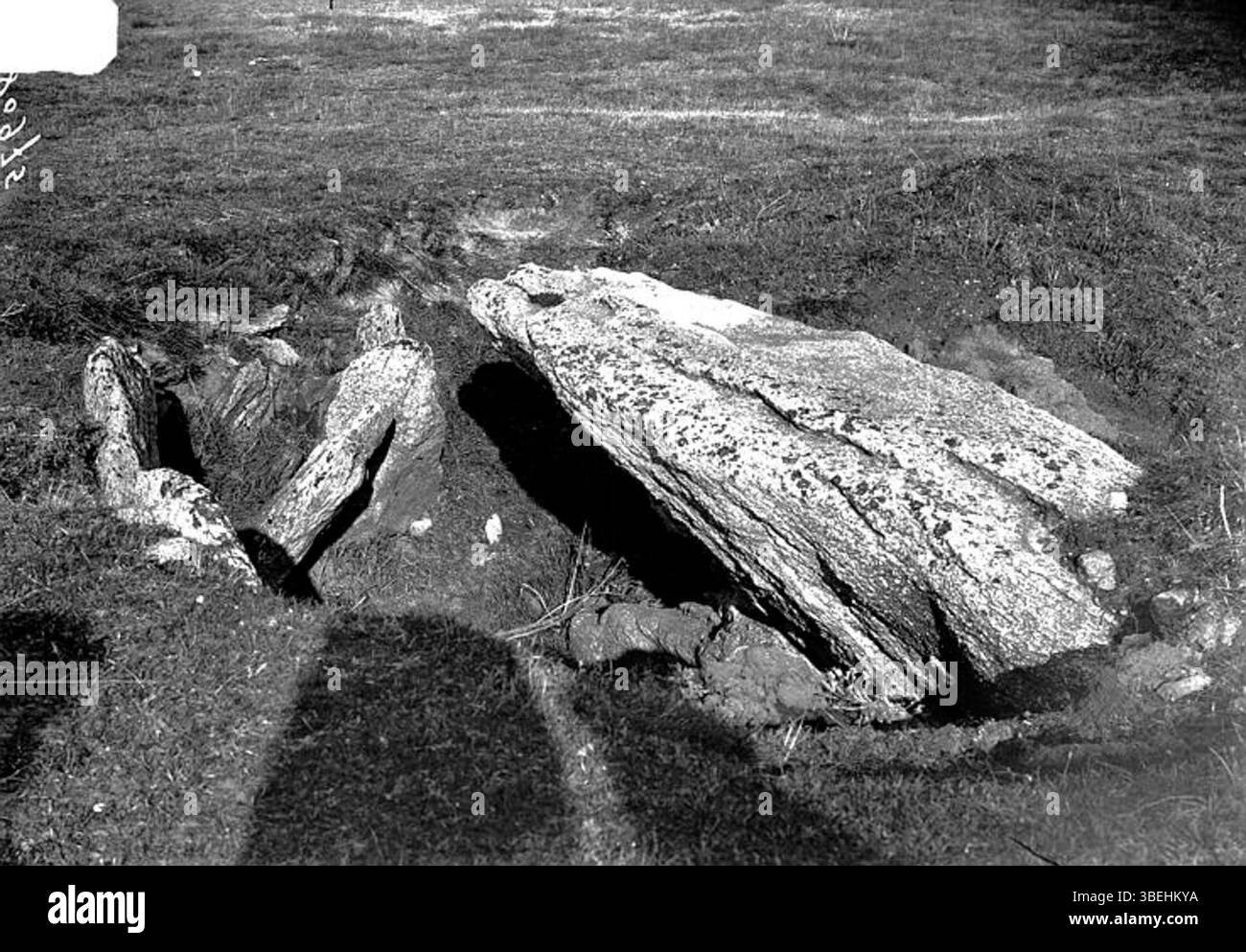 The photograph by Zacharie Le Rouzic depicts the Dolmen du Conguel at ...
