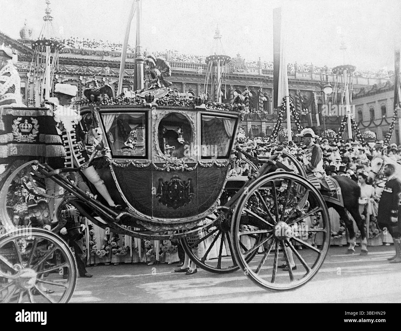This historical photograph shows the wedding procession of Princess ...