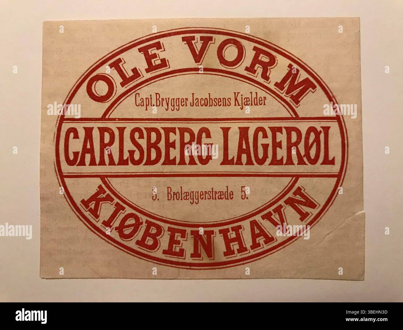 This label from J.C. Jacobsen’s first brewery at Brolæggerstræde 5 in ...