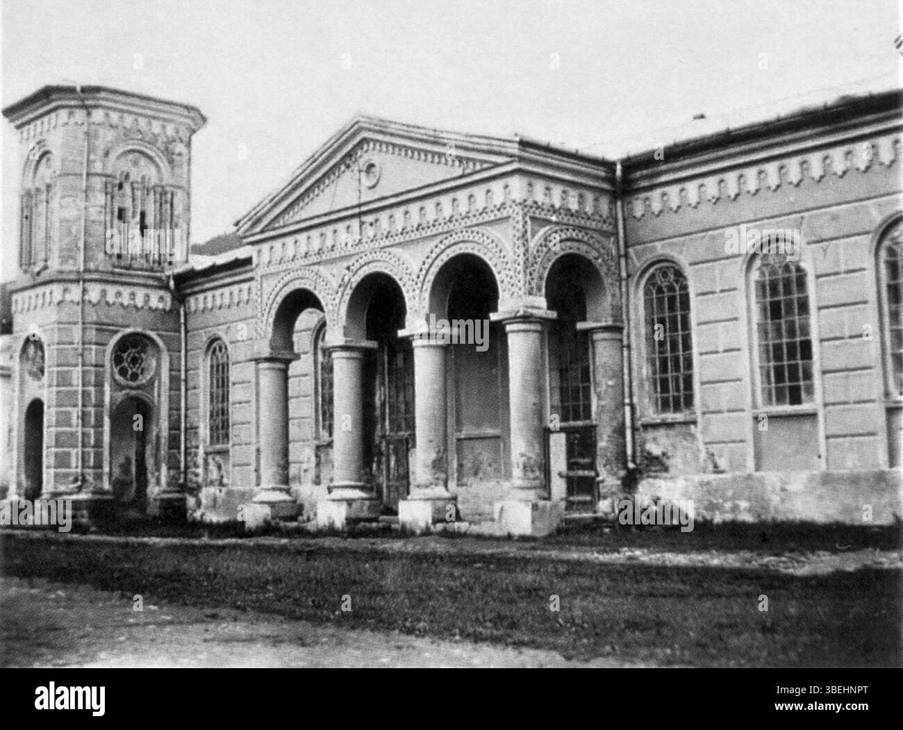 This image depicts the Rabbi's Synagogue in Vyzhnytsia, built between ...
