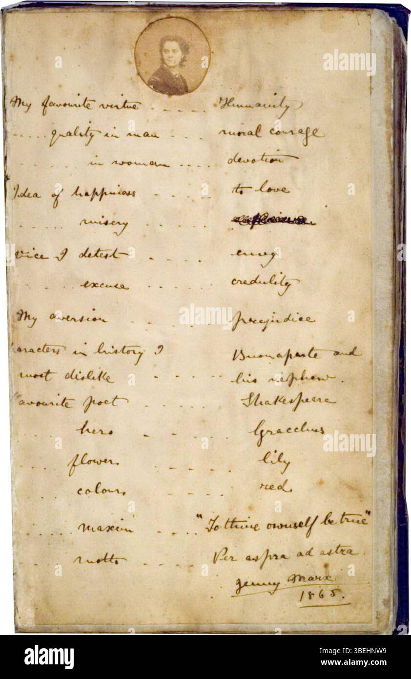 Jenny Marx-Longuet's confession questionnaire from her album provides ...