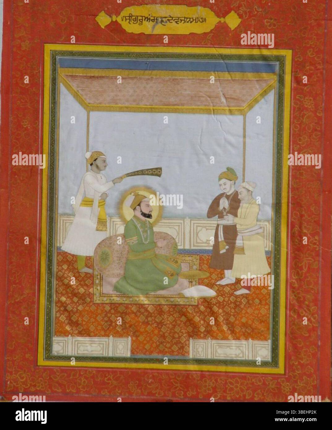 This 18th or 19th-century painting of Guru Angad includes a decorated ...