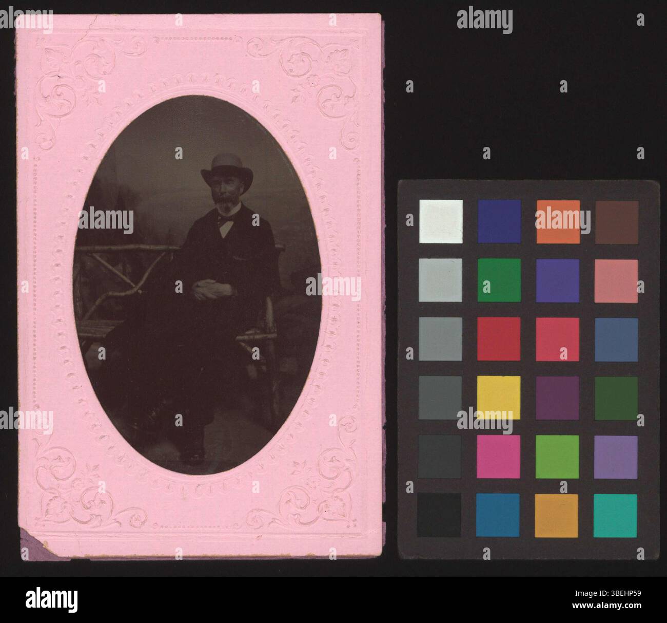 This black-and-white ferrotype, created between 1882 and 1902, features ...