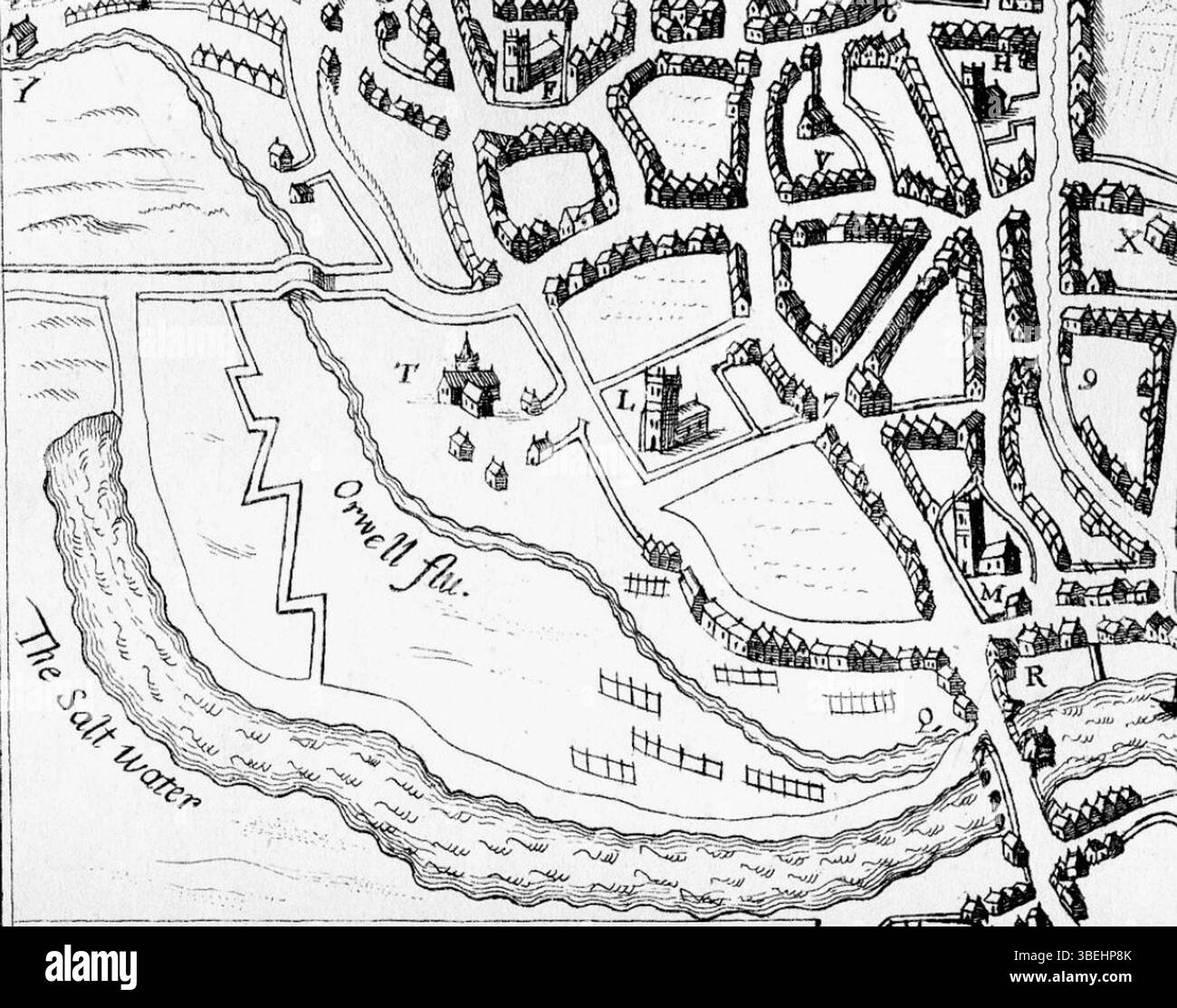 Antique map of ipswich Black and White Stock Photos & Images - Alamy