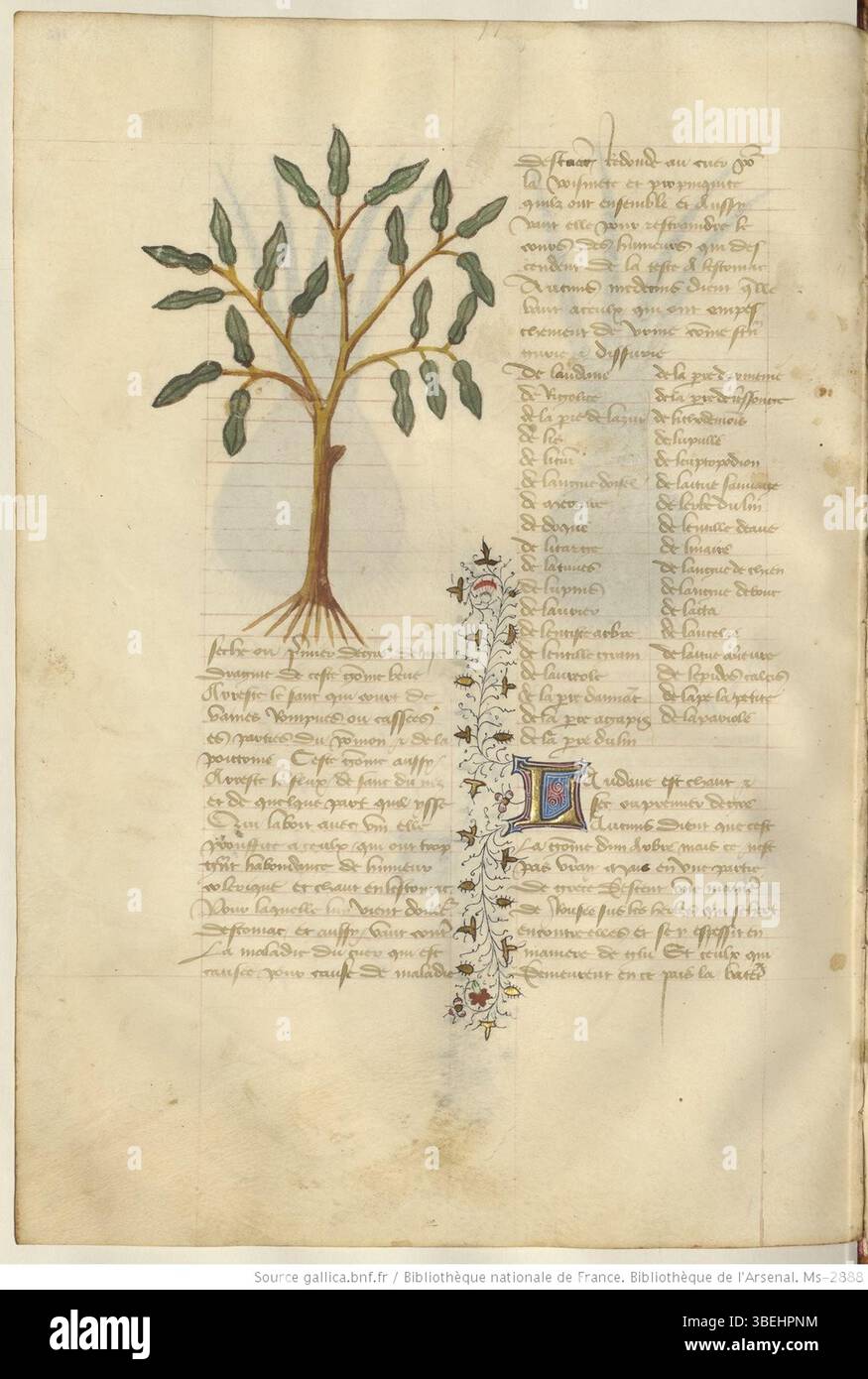 Illuminated manuscript folio 110v from Arsenal Ms-2888, dated between ...