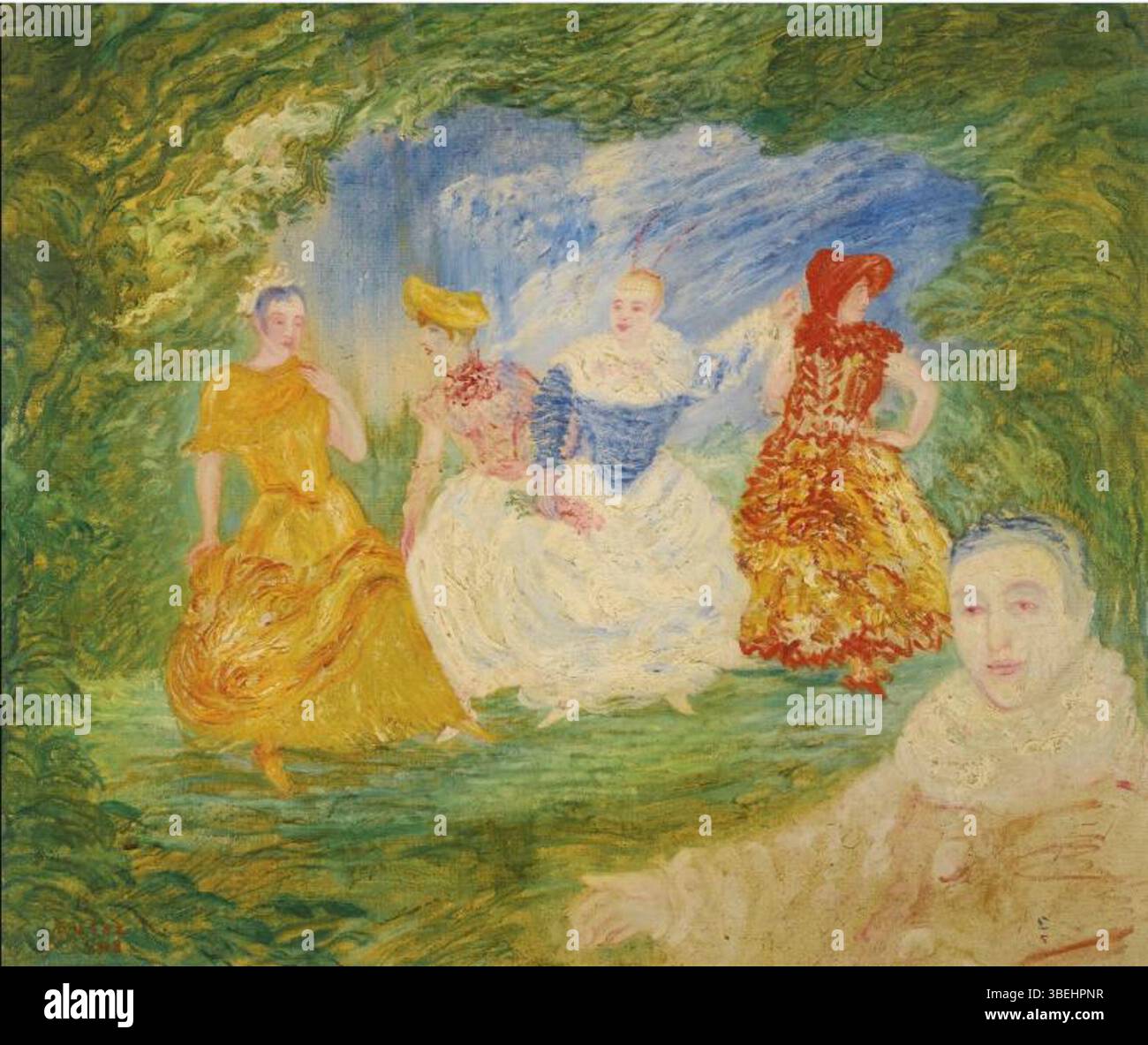 In this 1908 painting by James Ensor, 'The Ballerinas', Ensor blends ...