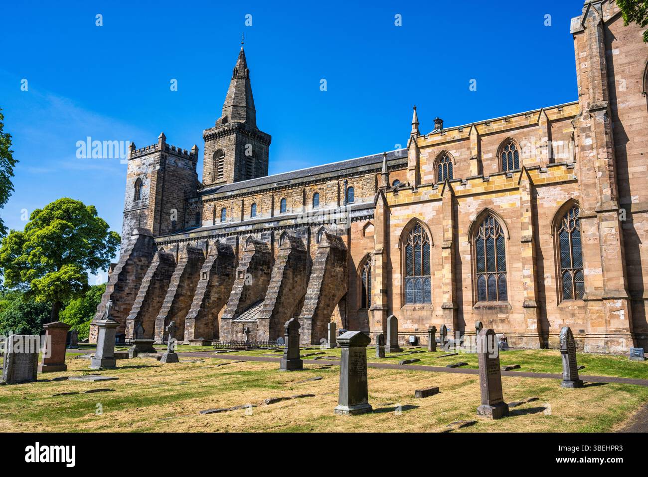 South elevation of Dunfermline Abbey in Dunfermline, Fife, Scotland, UK ...