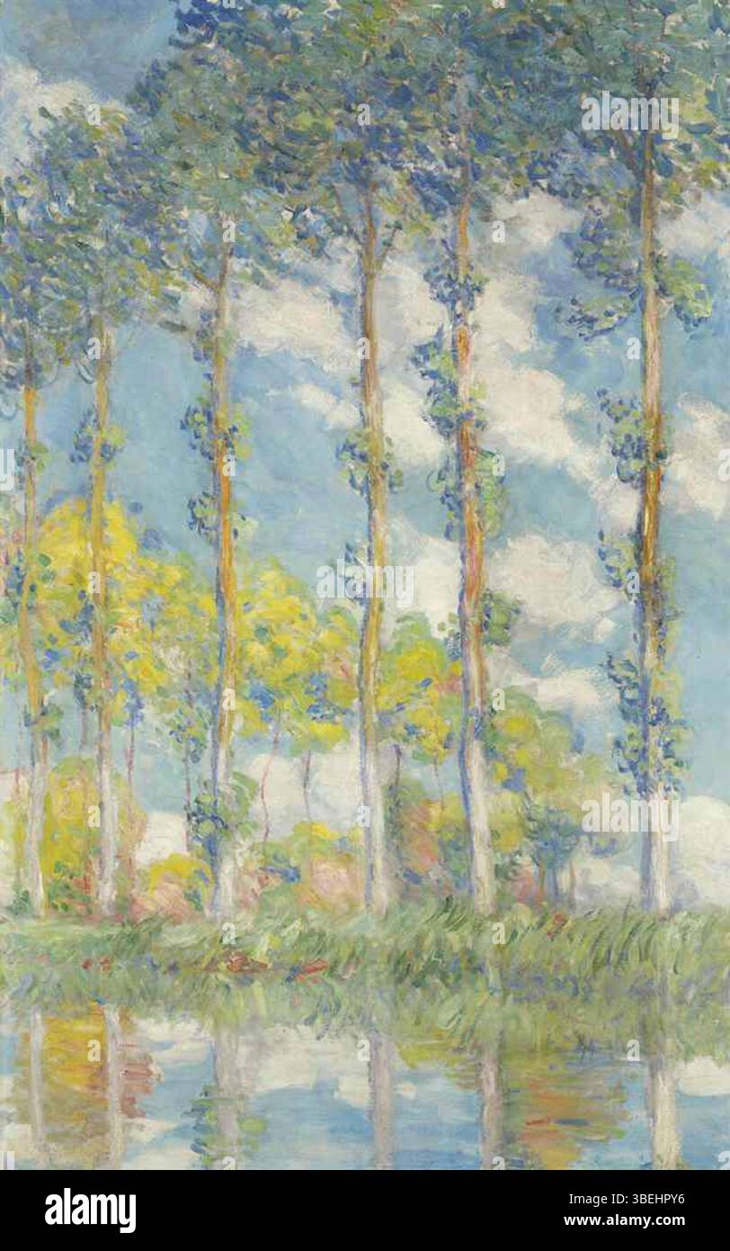 *Les Peupliers* (1891) by Claude Monet is an oil painting depicting a ...