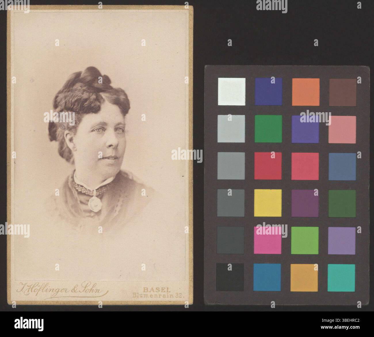 This black-and-white photograph on a cabinet card shows Anna Maria ...