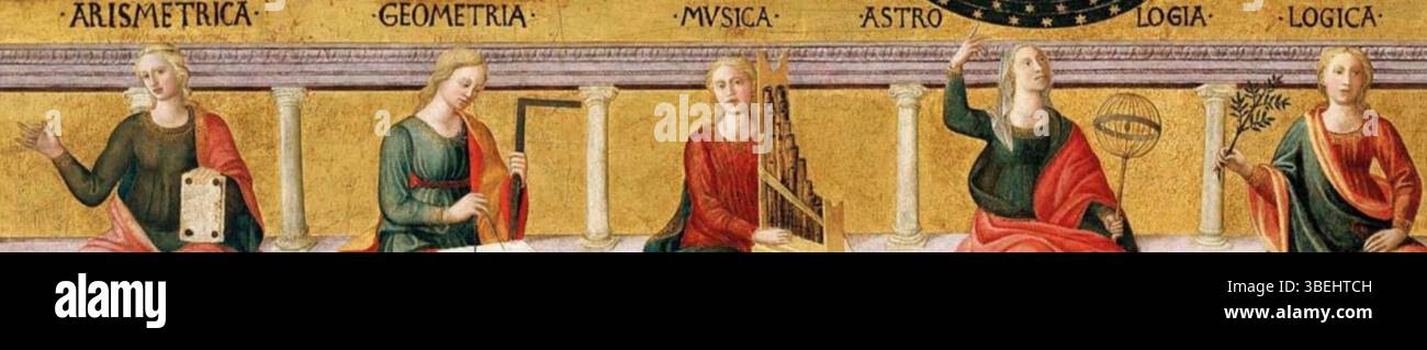 This 15th-century painting illustrates the seven liberal arts: grammar ...