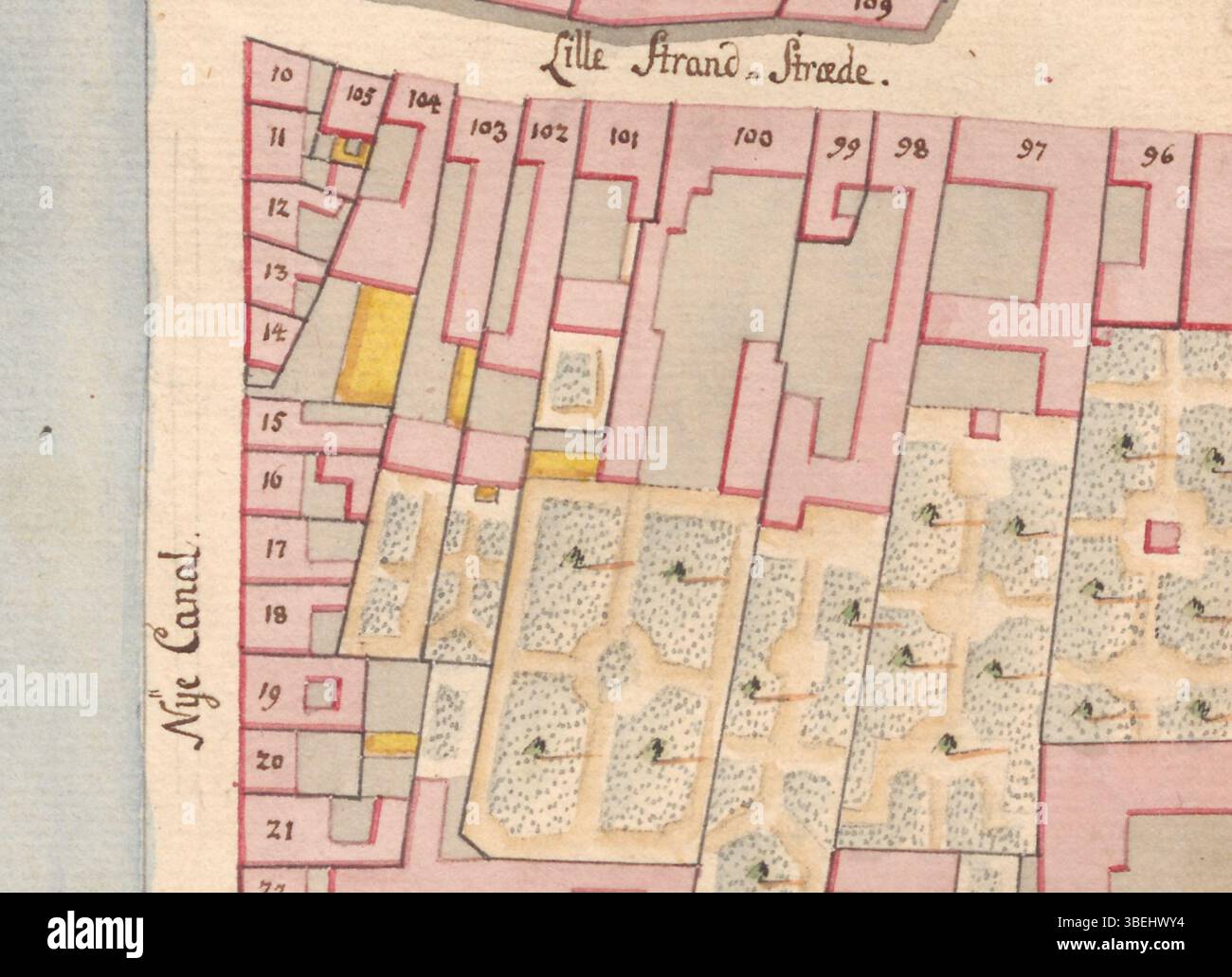 This detail from Christian Gedde’s 1757 map of Sankt Annæ Øster Kvarter ...