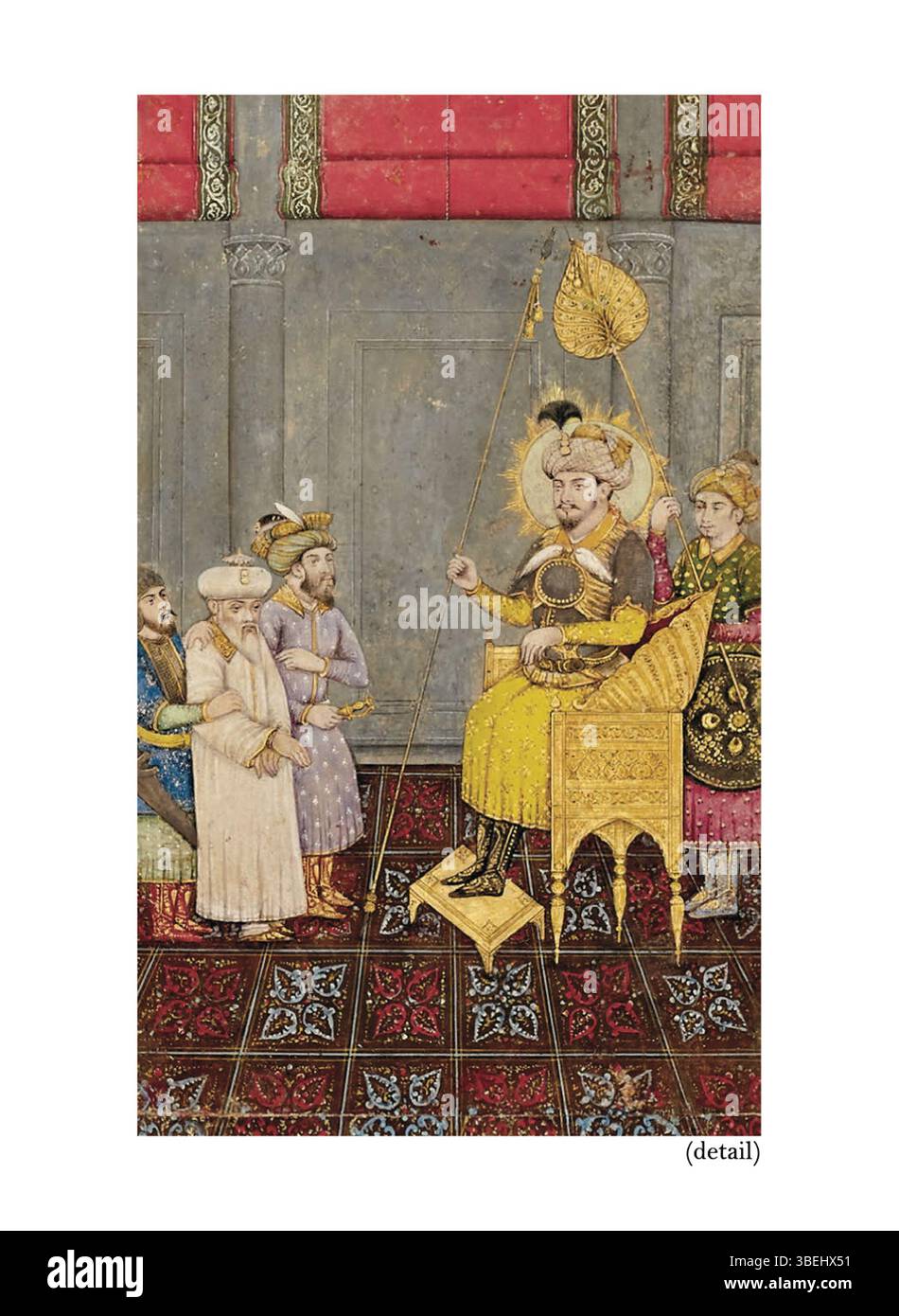 This 1853-54 painting depicts Timur Lang seated on a simple golden ...