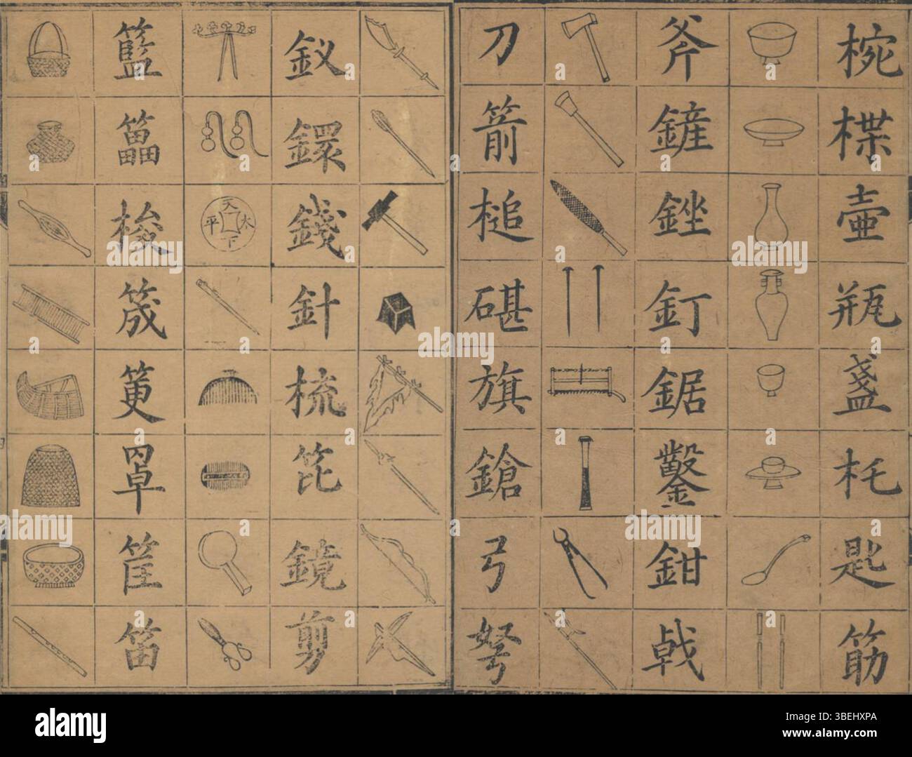 Scan of a 15th-century illustrated Chinese primer from the Ming dynasty ...