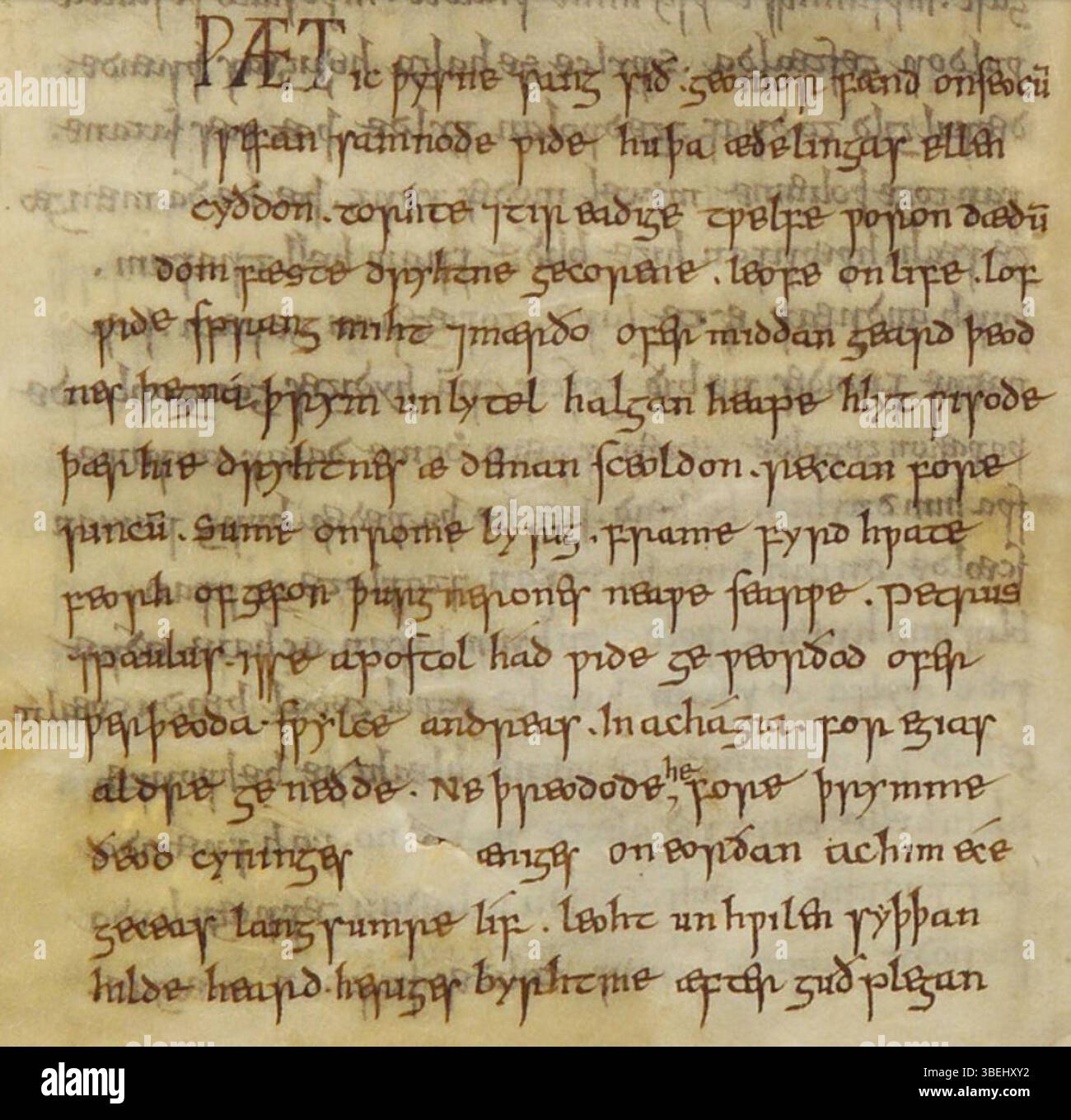 The beginning of the poem 'The Fates of the Apostles' from the Vercelli ...