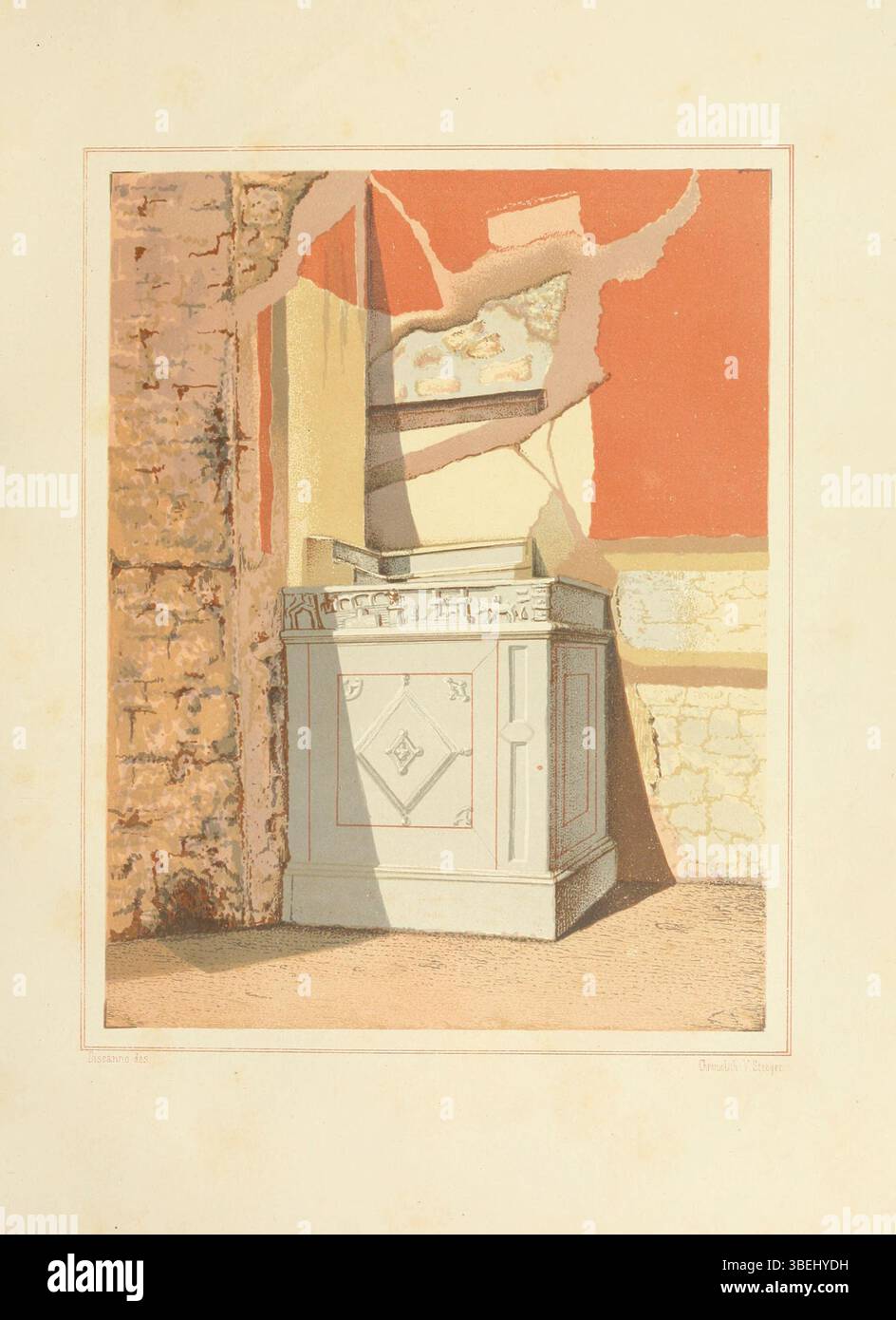 This 1882 lithograph by Geremia Discanno shows the remains of a ...