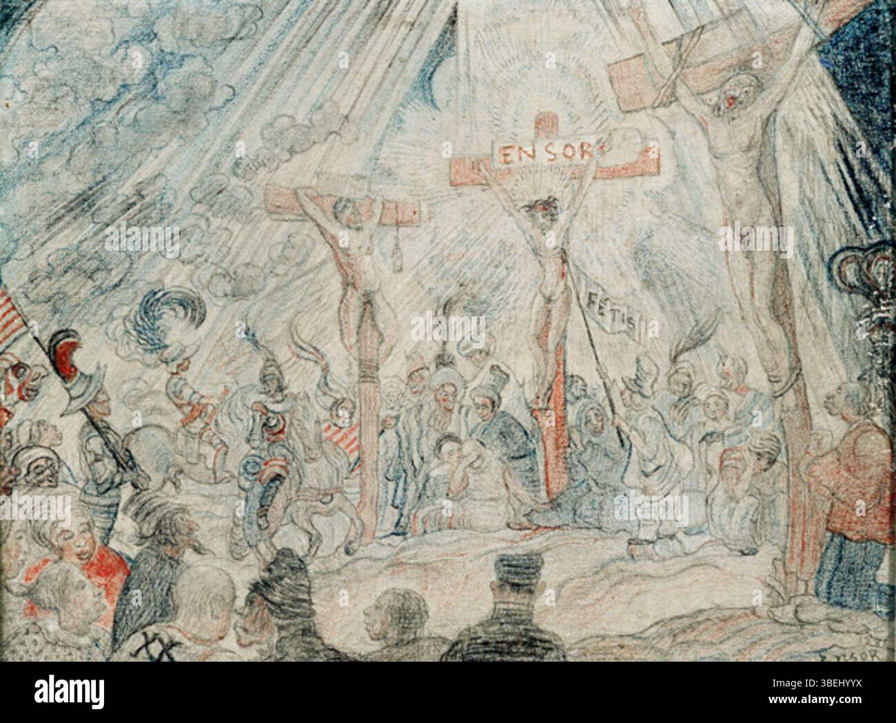 James Ensor's 1886 lithograph 'Calvary' explores the theme of Christian ...