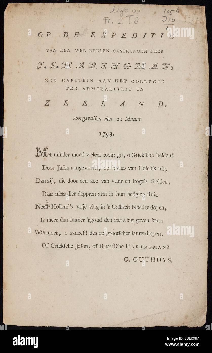 Poem by Gerrit Outhuys describing the maritime expedition of sea ...