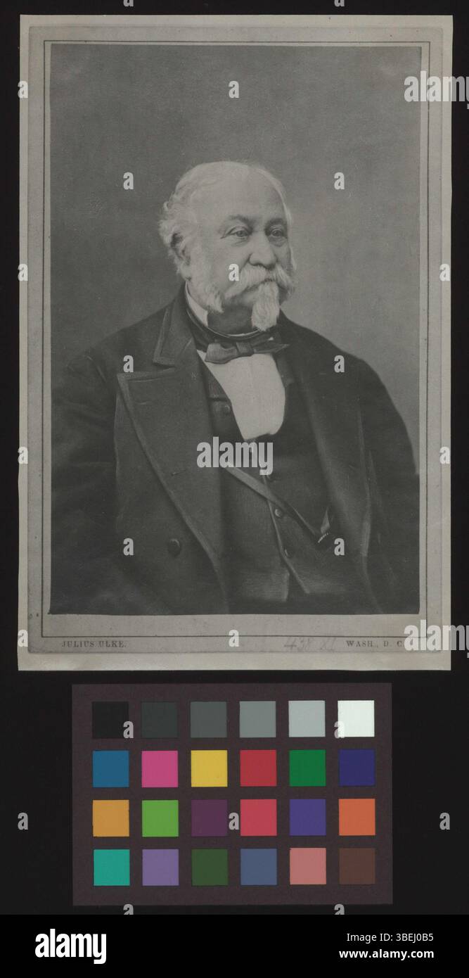 A black-and-white reproduction of a portrait of Johann August Sutter ...