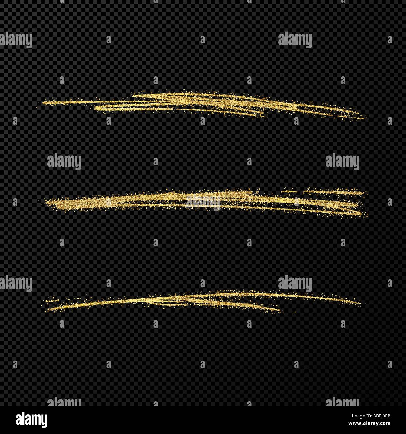 Abstract shiny confetti glittering waves. Set of three hand drawn brush ...