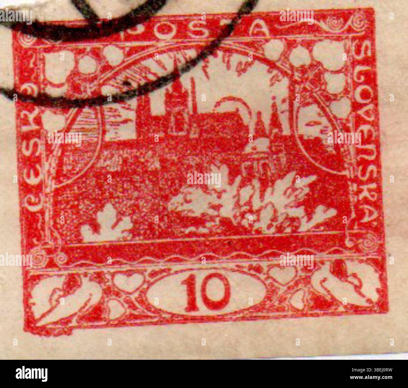 The Hradcany 5N stamp, designed by Alfons Mucha in 1918, features the ...