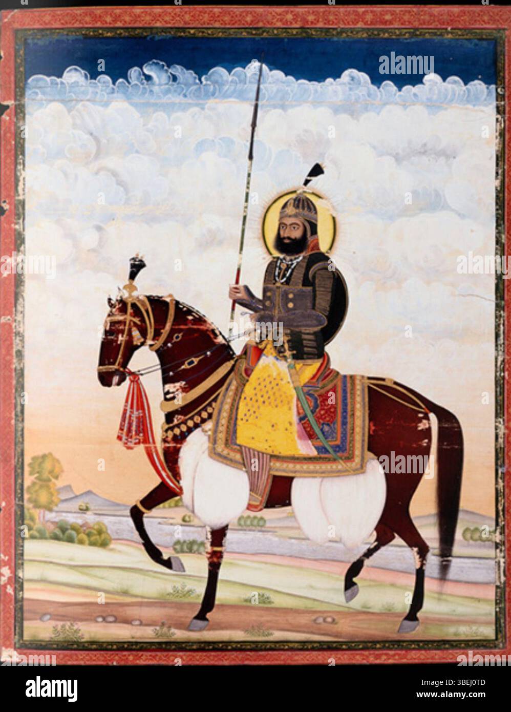 This equestrian painting portrays Maharaja Karam Singh of Patiala State ...