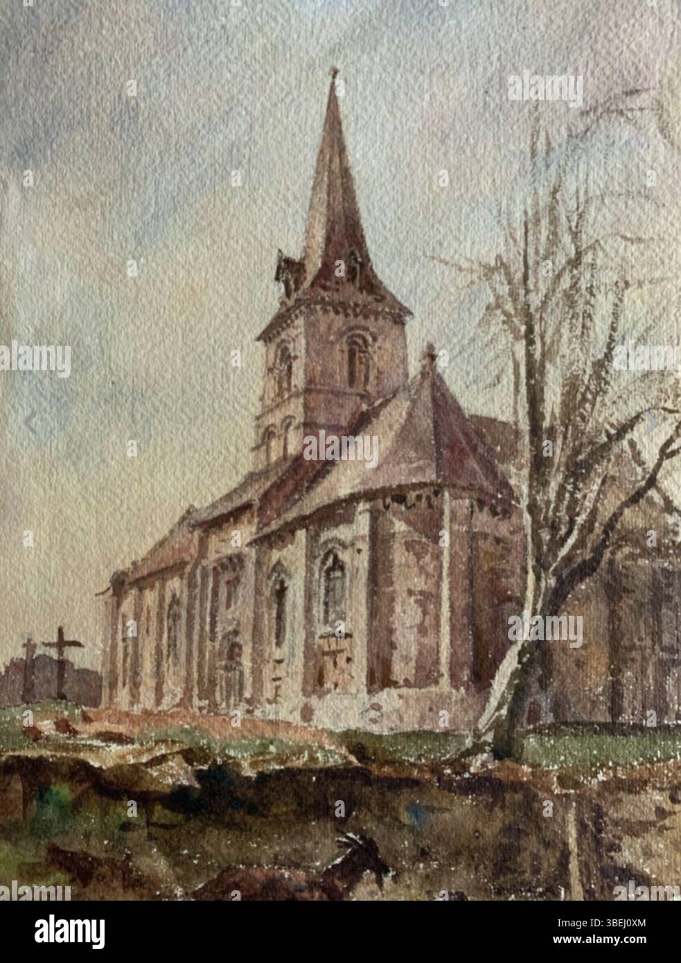The Church of Saint-Loup in Normandy, captured by John Louis Petit in ...