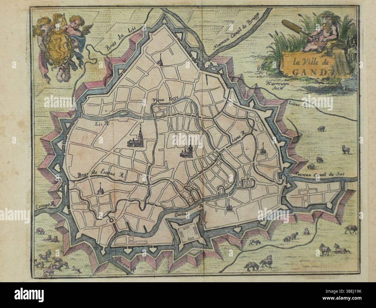 A map of the city of Ghent created by J. Harrewijn around 1700 ...