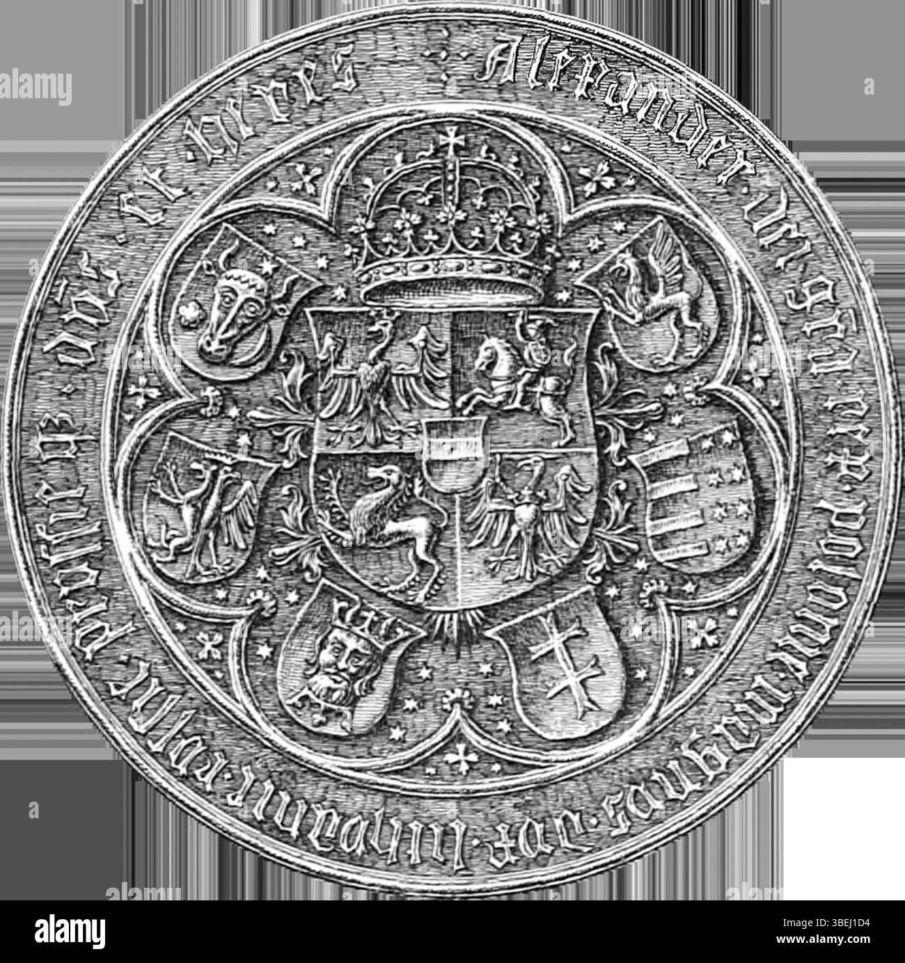 A lithograph of the Great Seal of the Realm of Alexander of Poland ...