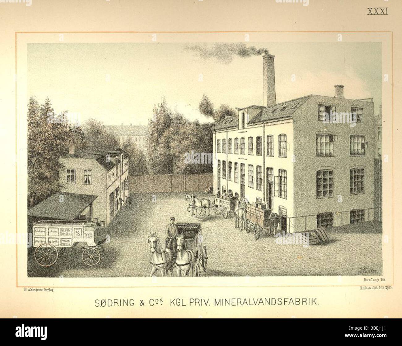 Illustration of Sødring & Co.'s factory on Østerbrogade in Copenhagen ...