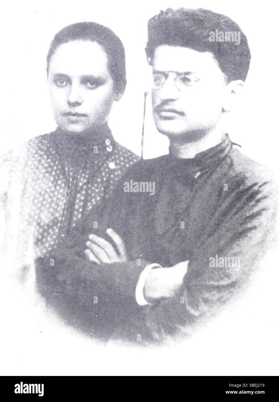 Photograph from 1902 showing Lev Trotsky and Aleksandra Sokolovskaya during their exile in ...