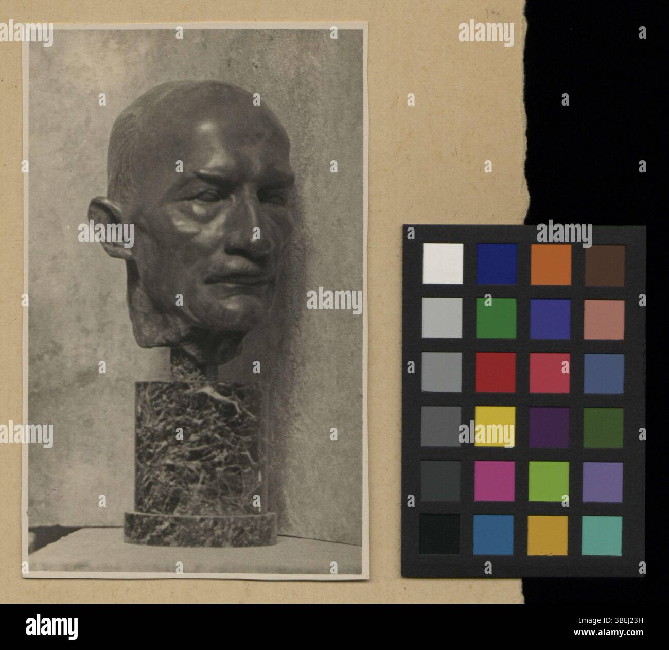 This silver gelatin print from around 1925 features a portrait bust of ...