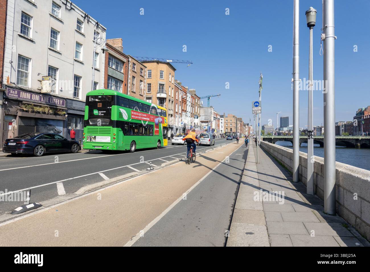 Bus On Ormond Quay Upper Dublin Ireland By The River Liffey, Street Is ...