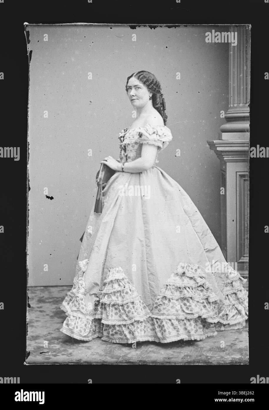 Glass plate collodion negative of Julia Bennett Barrow, created circa ...