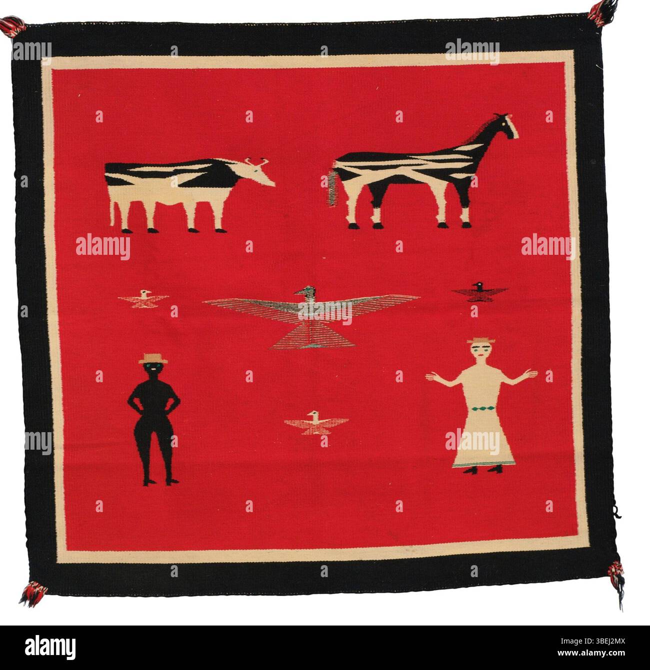 This Navajo Germantown Pictorial Blanket, woven with commercial wool ...