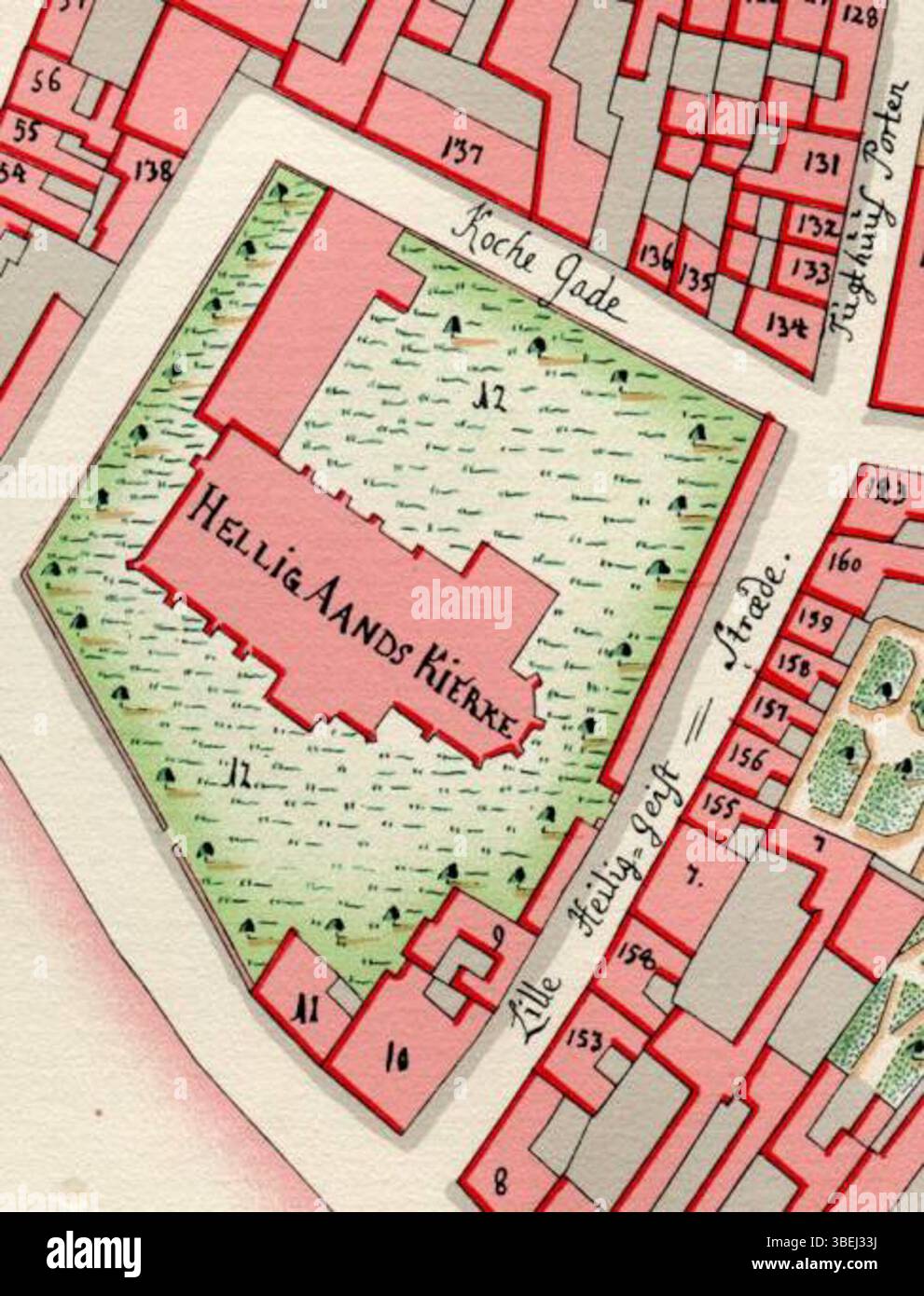 A detail from Christian Gedde's 1757 map of Frimand's Quarter in ...