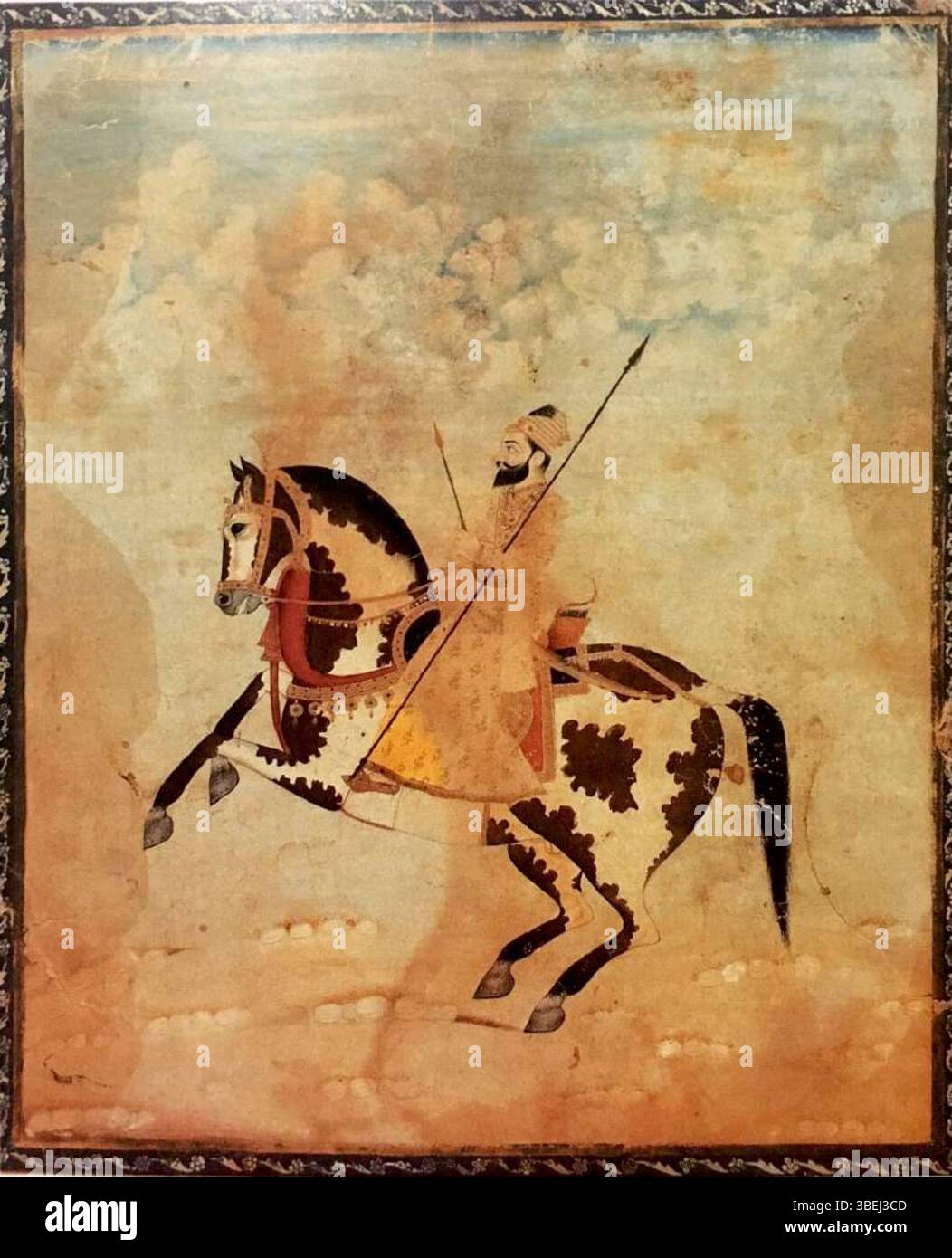 This miniature painting from the 18th or 19th century depicts Guru Gobind Singh on horseback ...